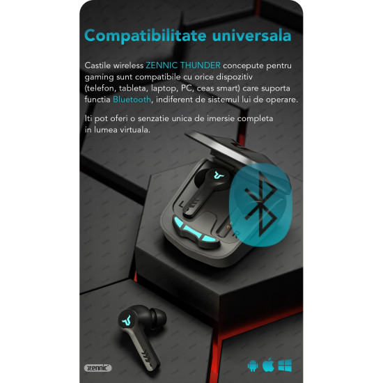 Casti Wireless fara fir ZENNIC® Thunder